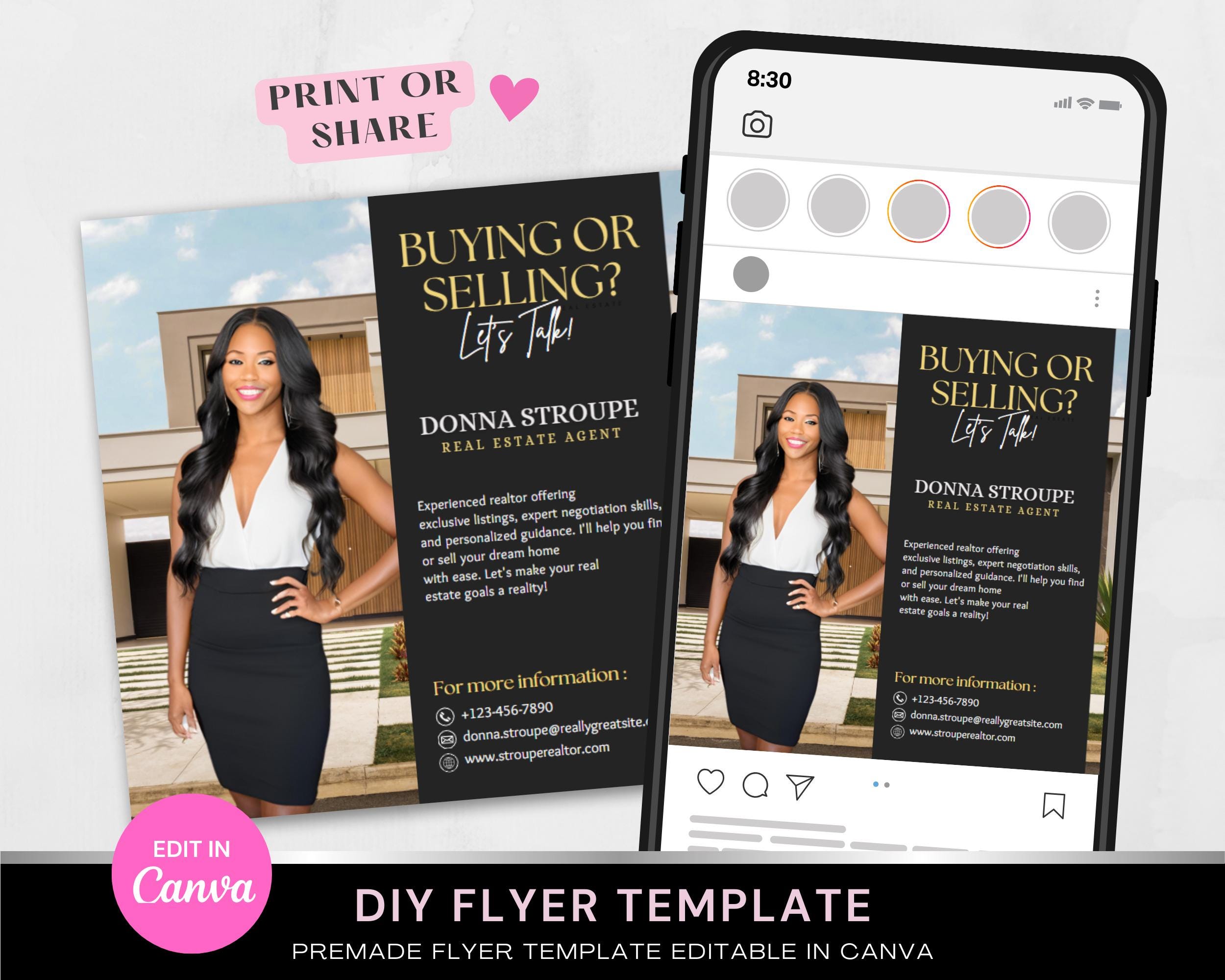 Buying or Selling Real Estate Flyer, Canva Real Estate Template ...