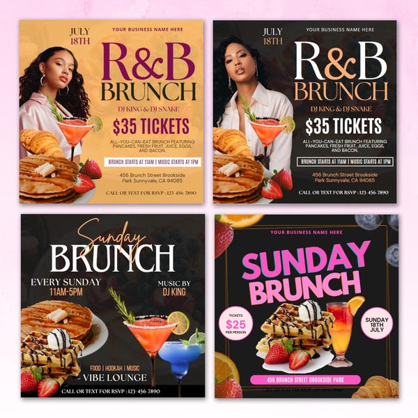 Brunch Flyer Parties - Etsy UK