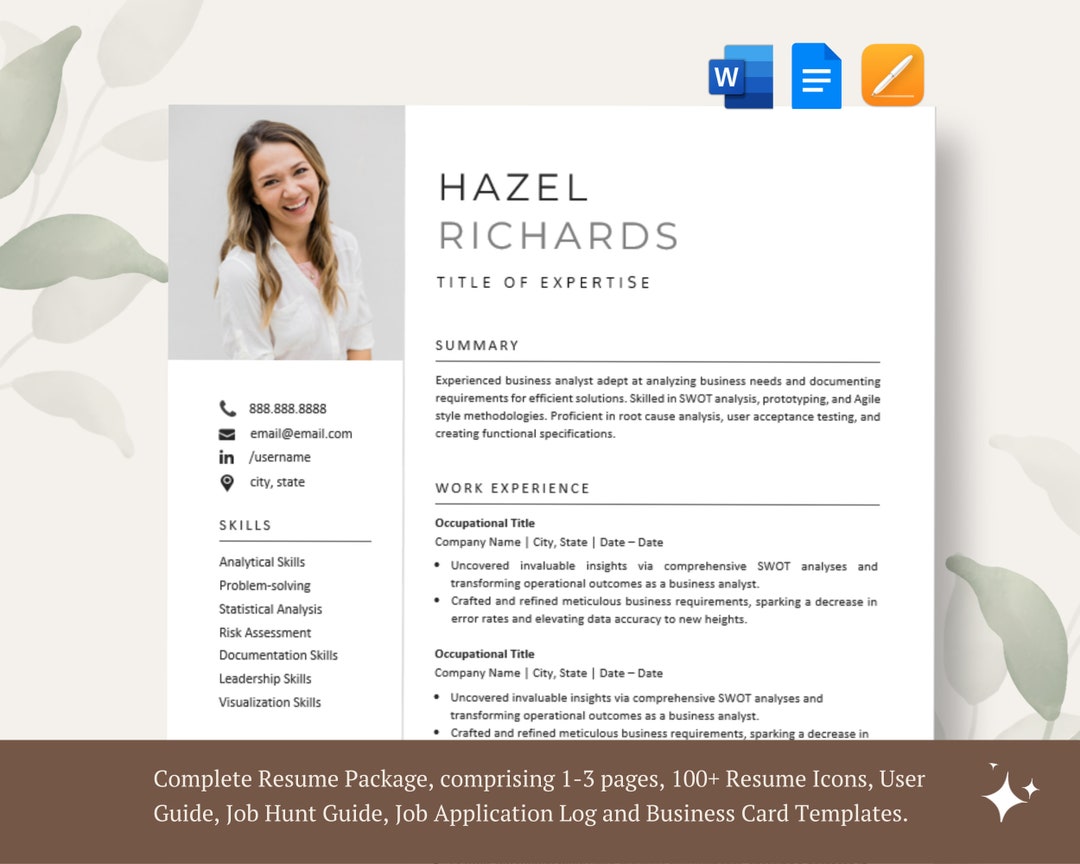 2 Page Resume Template Cover Letter and References Template for MS Word ...