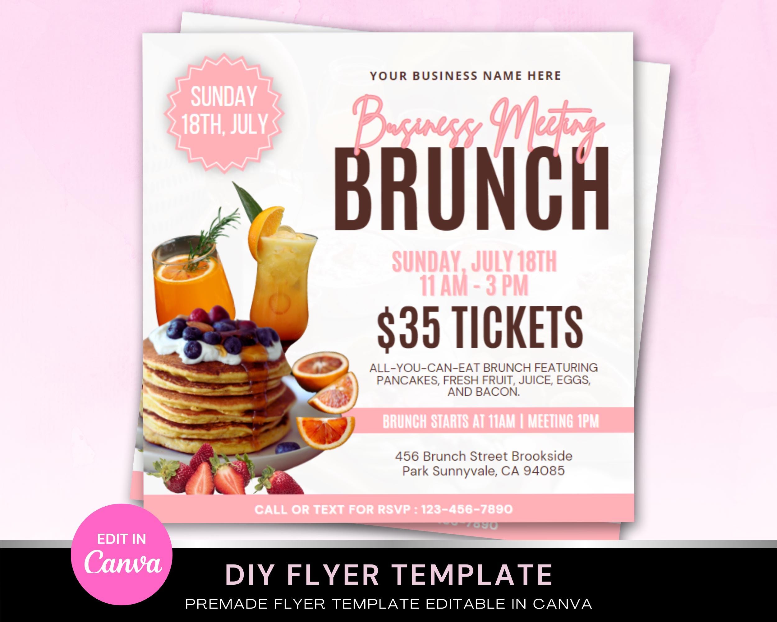 DIY Brunch Flyer, Brunch Flyer Template, Brunch Invitation Flyer ...