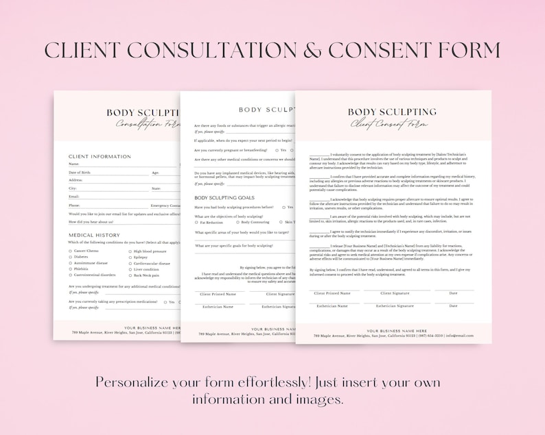 Editable Body Contouring Forms, Body Sculpting Consent Forms, Body ...
