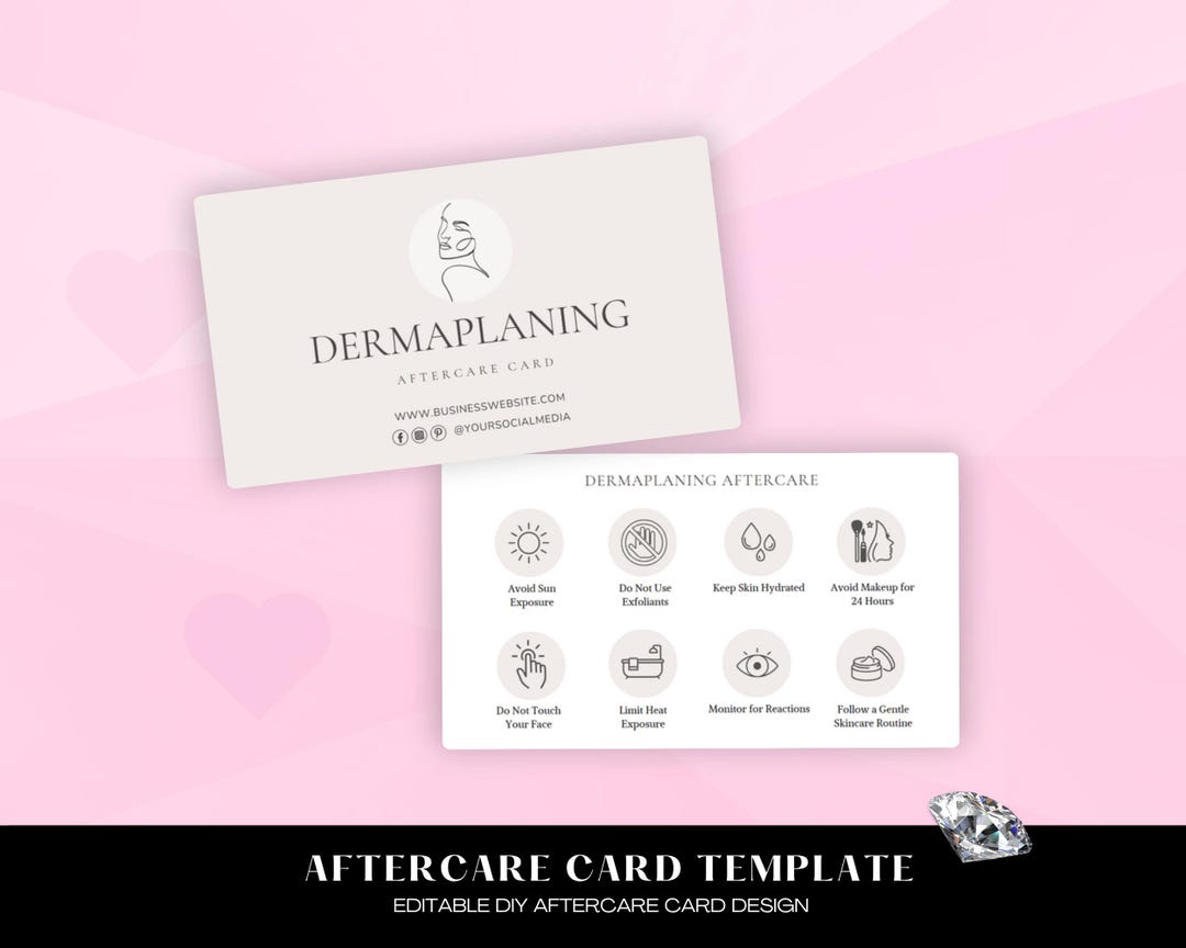 Editable Dermaplaning Aftercare Card Template, Facial Template ...