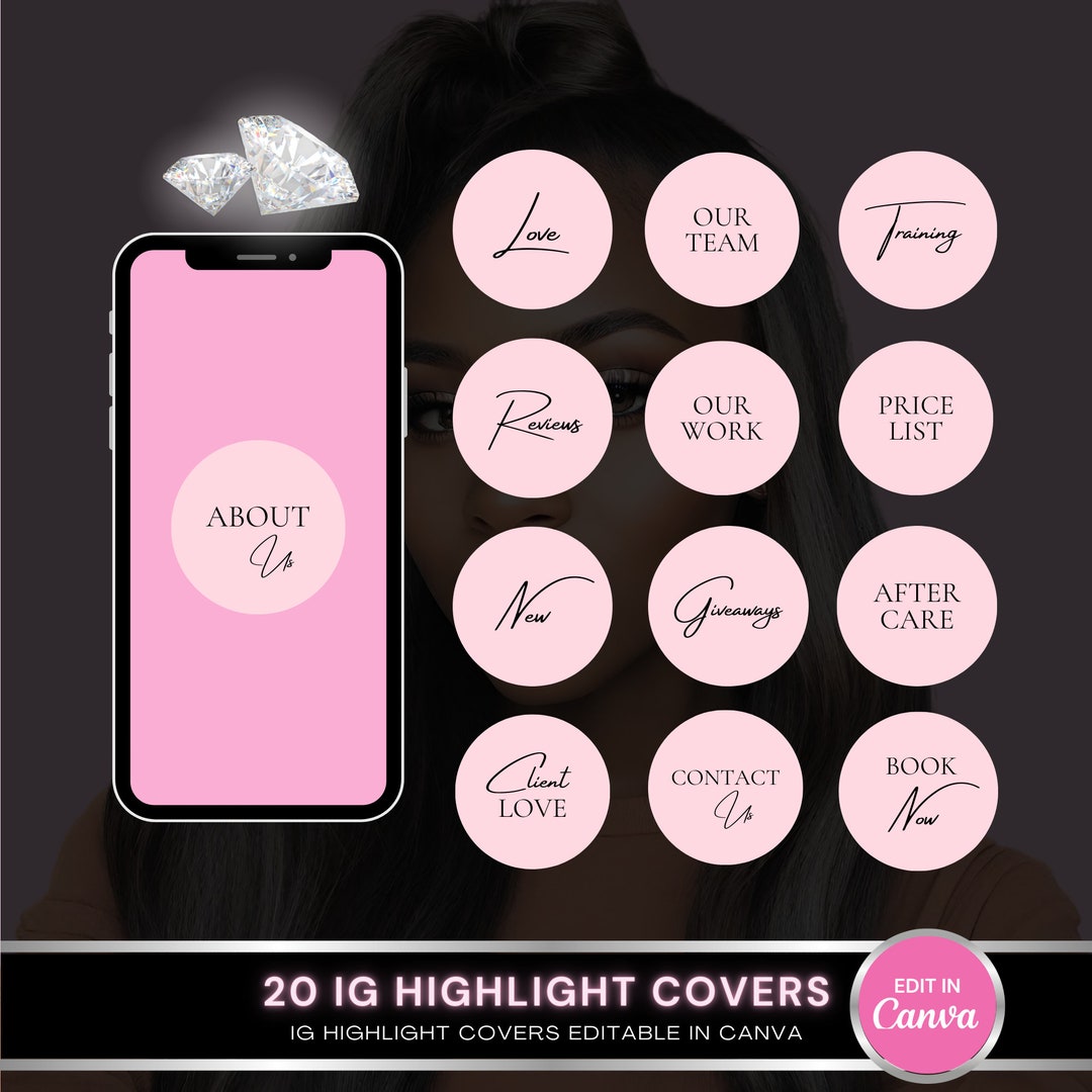 Editable Minimalist 20 Instagram Story Covers. Pink Beauty Instagram ...