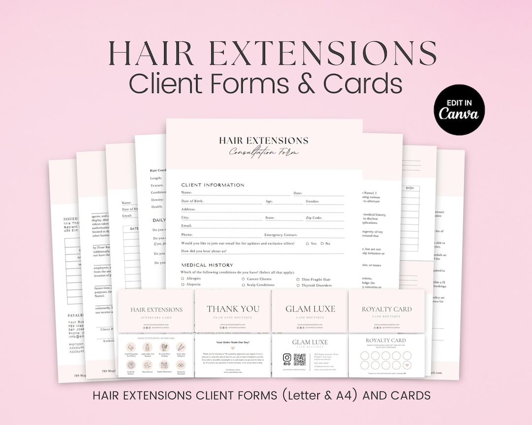 Hair Extension Forms, Editable Hair Extensions Contract Template, Hair ...