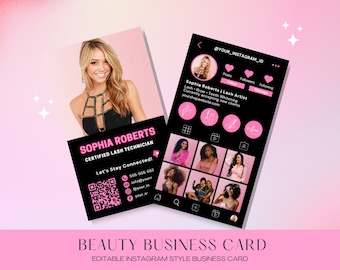 Instagram Business Card QR Code Card Template Design IG Influencer Card ...