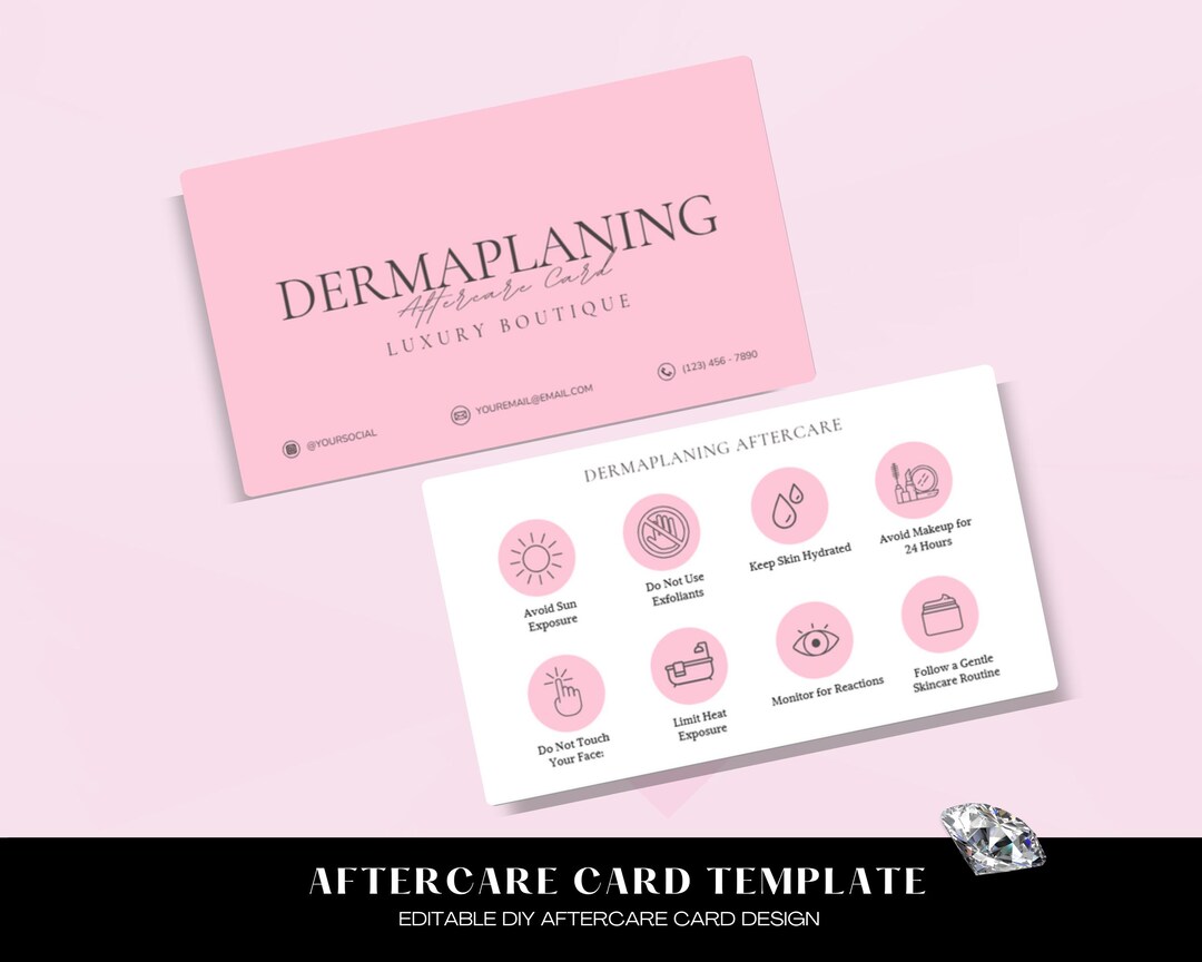 Dermaplaning Aftercare Card Template, Facial Treatment Post Care ...