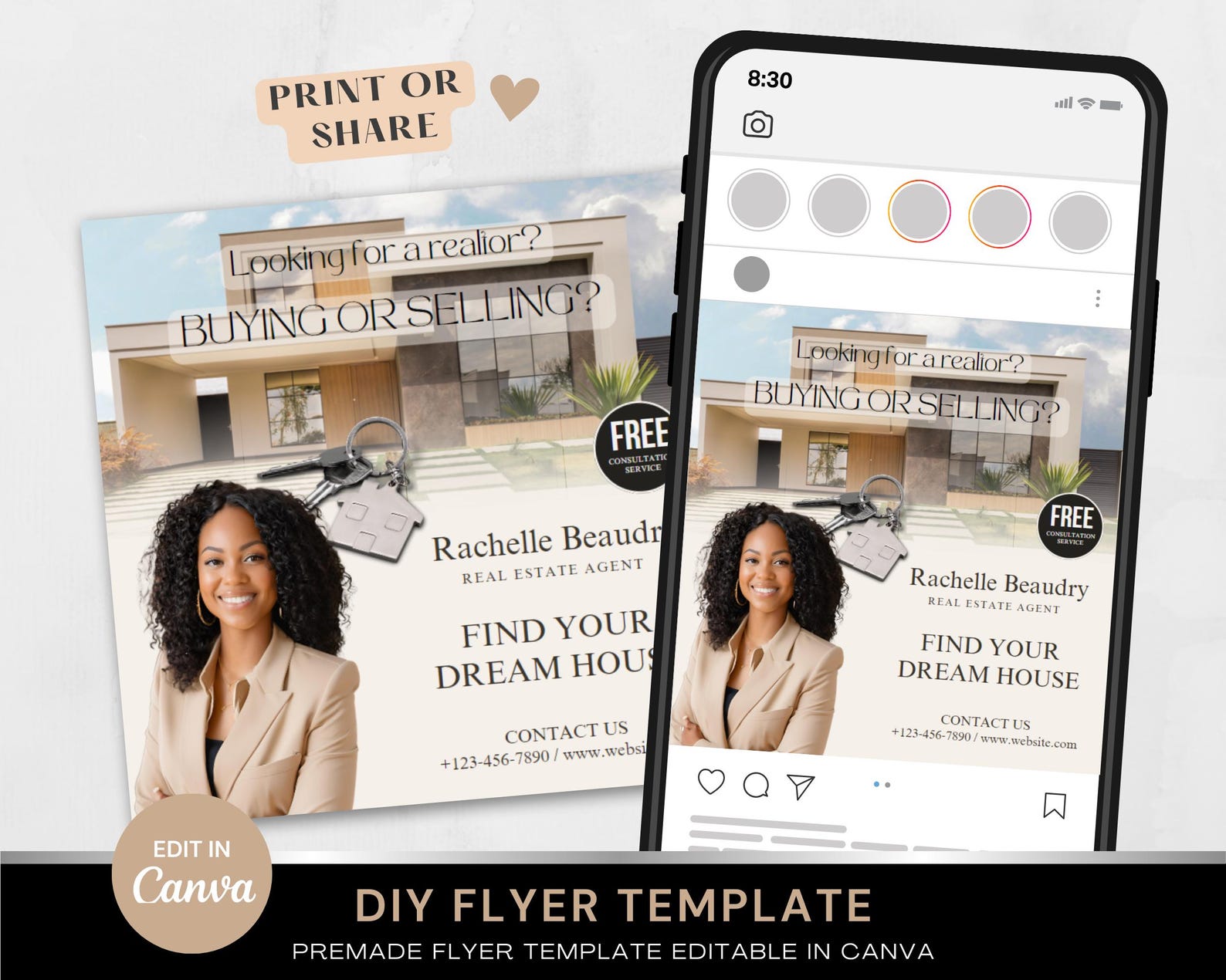 DIY Realtor Flyer Template, Buying or Selling Flyer, Canva Template ...