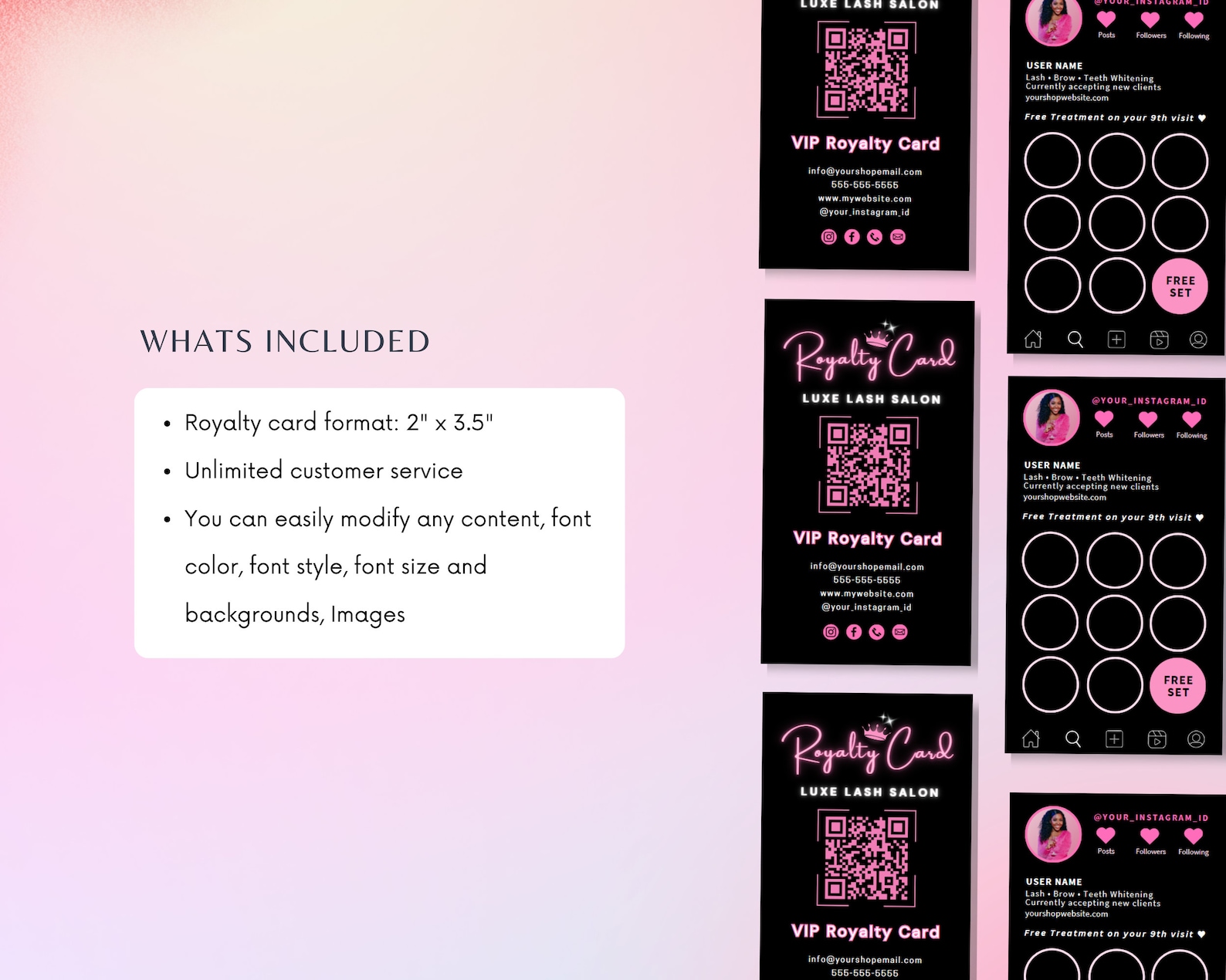 VIP Loyalty Cards, DIY Marketing Cards Template Design, Lash Loyalty ...