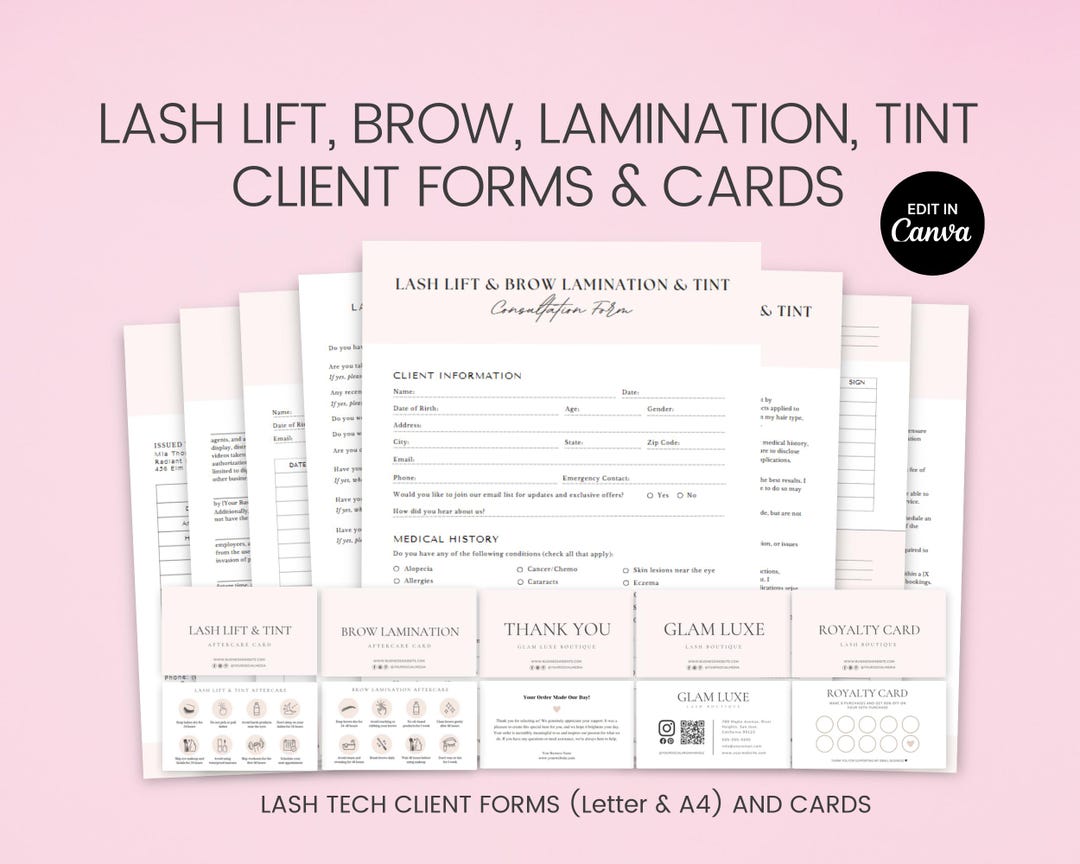 Brow Lamination Lash Lift Tint Forms Editable Lash Consent Templates ...