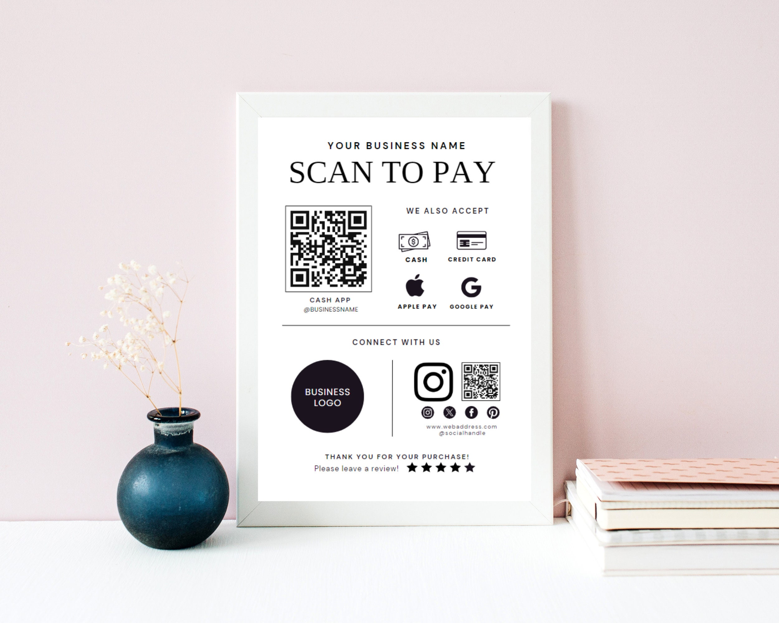 Scan to Pay Sign Template Editable QR Code Beauty Salon Payment, Canva ...
