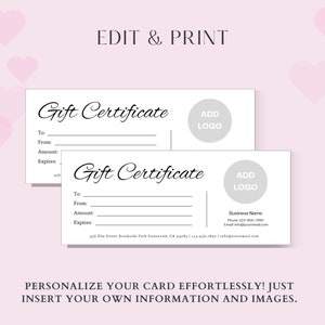 Editable Gift Certificate Template,gift Certificate Template, Modern ...