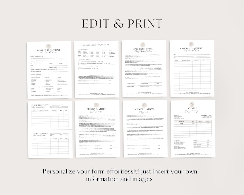 Hair Extension Forms, Editable Hair Consent Templates, Hair Extensions ...