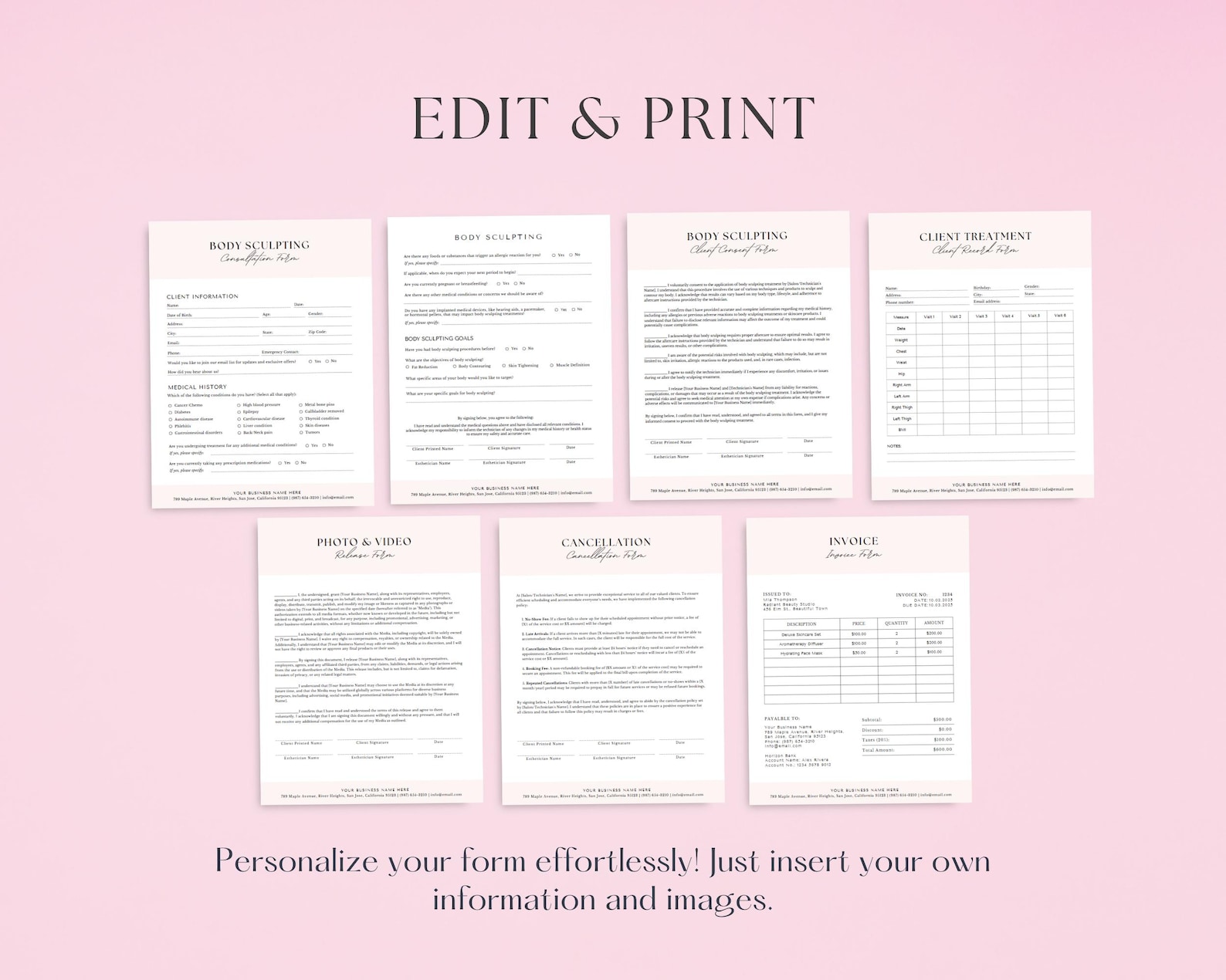 Editable Body Contouring Forms, Body Sculpting Consent Forms, Body ...