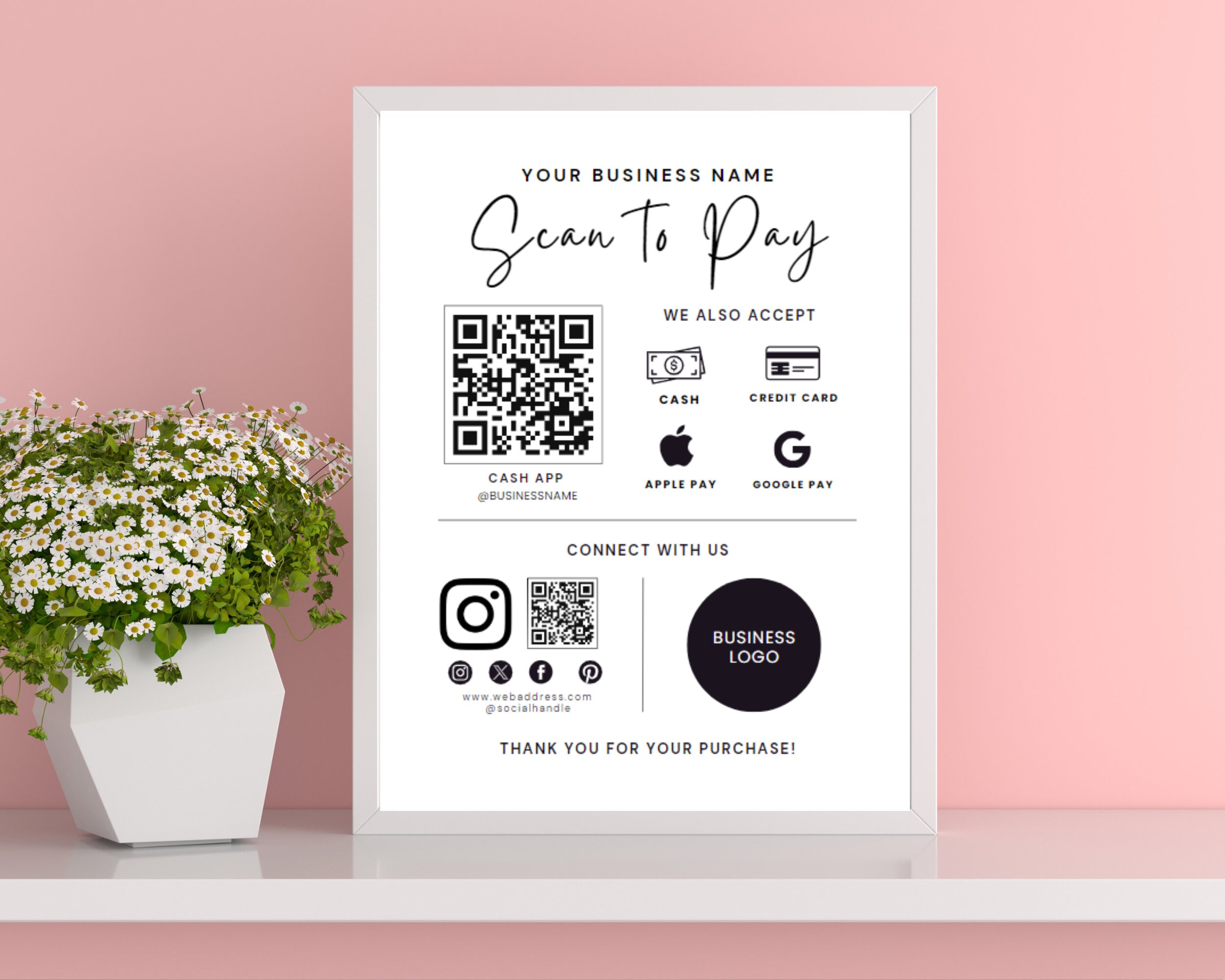 Scan to Pay Sign Template Editable QR Code Beauty Salon Payment, Canva ...
