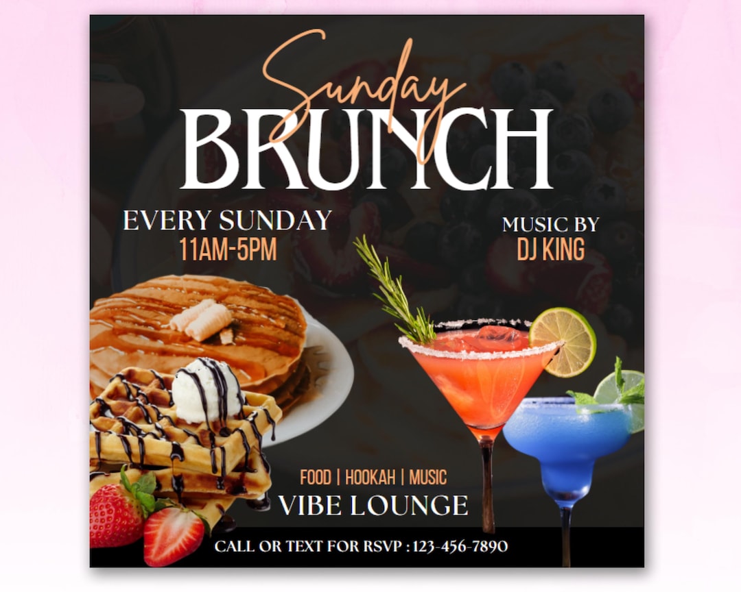 Brunch Flyer, Sunday Brunch, Social Media Brunch Party Flyer, Daytime ...
