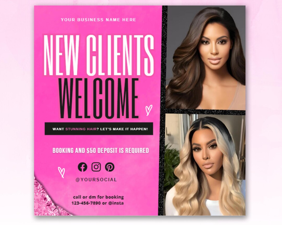 DIY Booking Flyer, New Clients Flyer Lash Nails Hair Install Locs Wigs ...