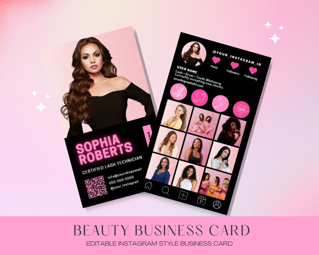 Instagram Business Card Template, Customizable IG Influencer Card for ...