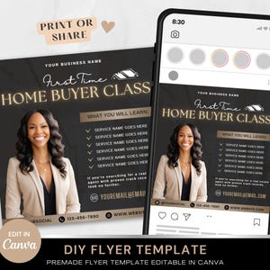 First Time Home Buyer Flyer, DIY Flyer Template, Home Buying ...