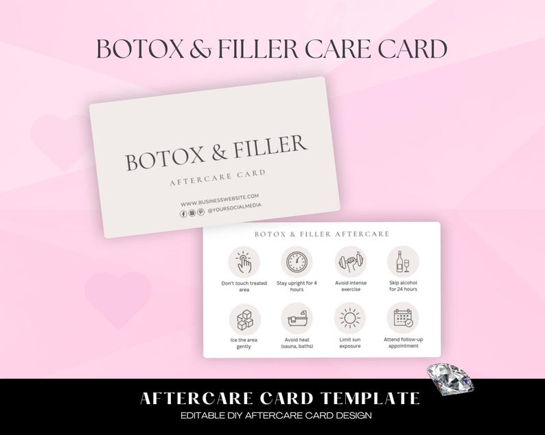 Botox Aftercare Card Template Botox Care Instructions Botox Care Card ...