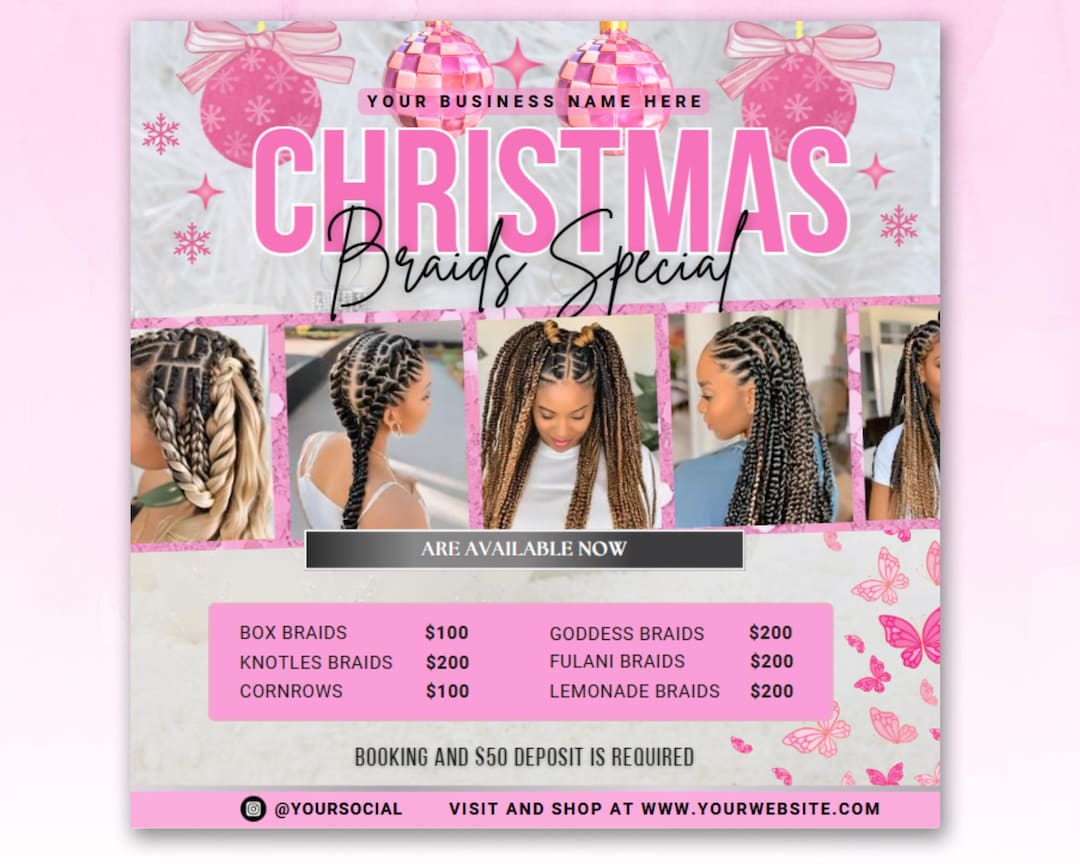 December Braids Flyer, Christmas Flyer, Braids Price List Flyer ...