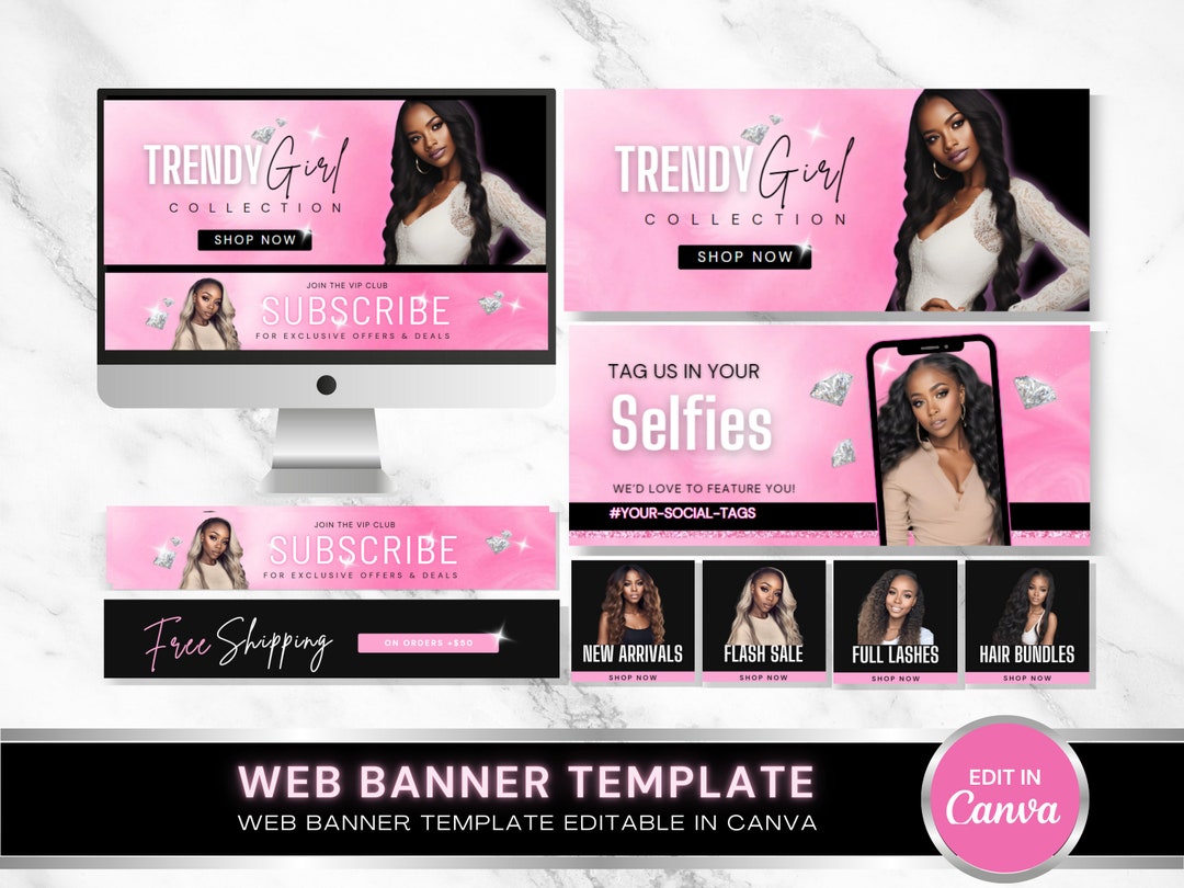 DIY Boutique Banners Set, Website Banners Beauty Artist Hair Nails ...