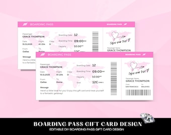 Editable Boarding Pass Ticket Template, Surprise Airline Gift, Delta ...