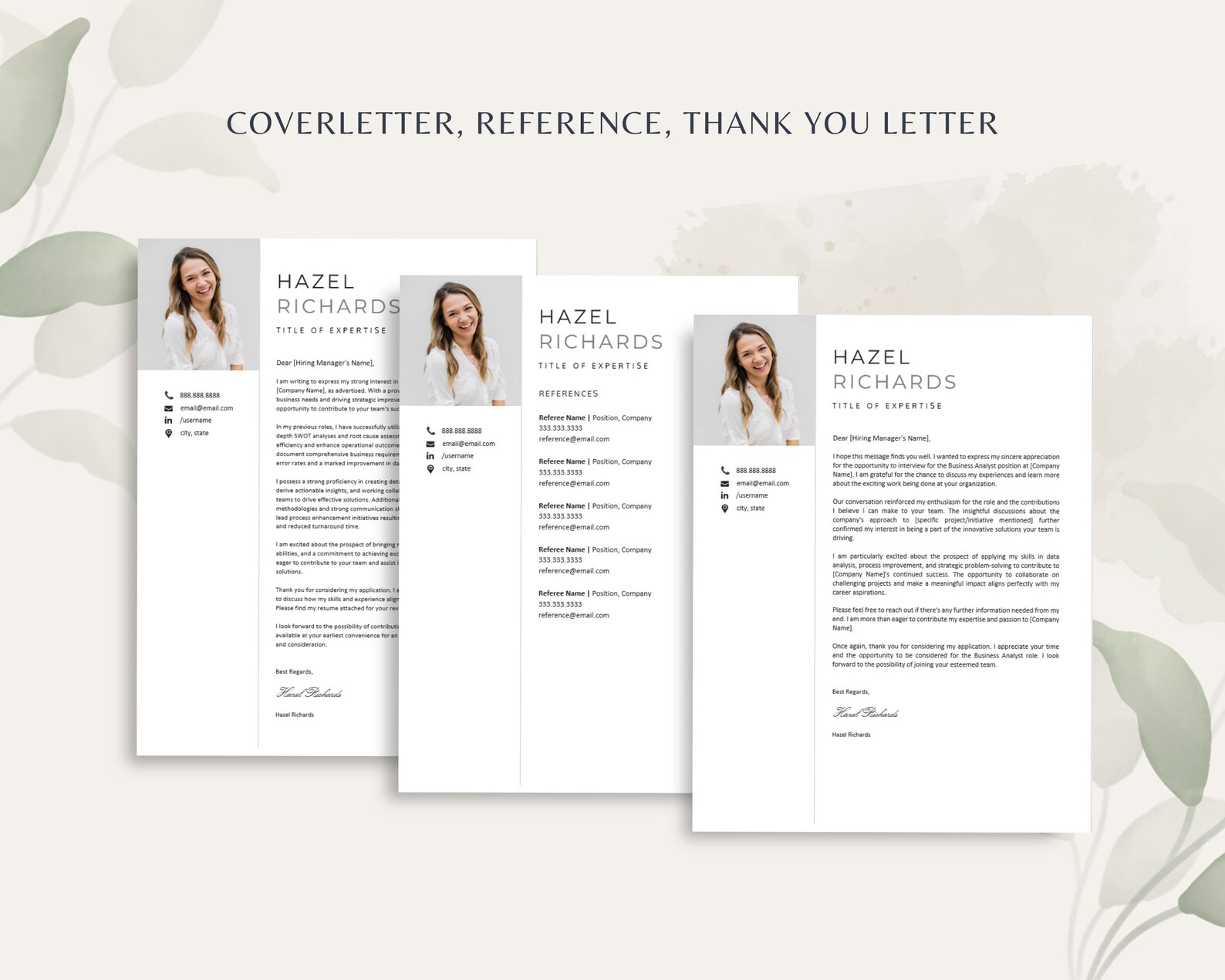 2 Page Resume Template Cover Letter and References Template for MS Word ...
