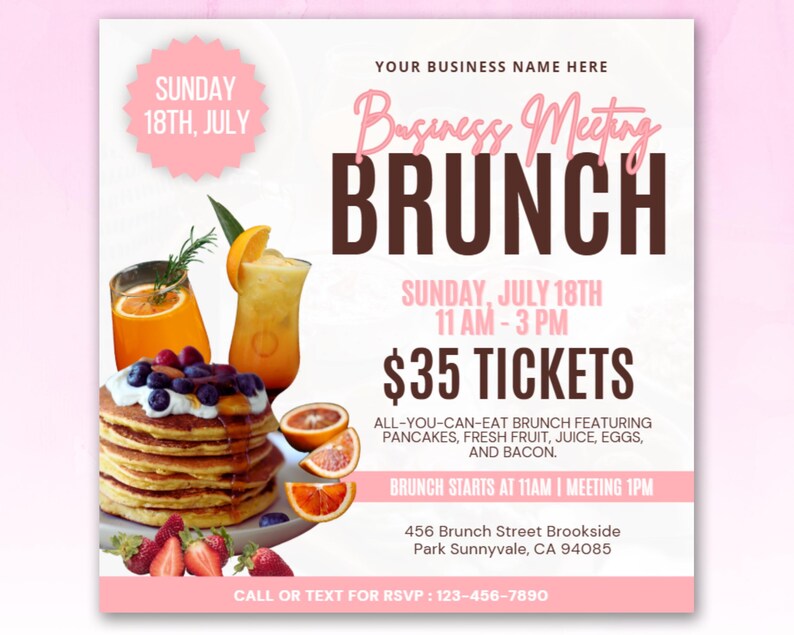 Brunch Invitation, Brunch Flyer Template, Business Brunch Flyer ...