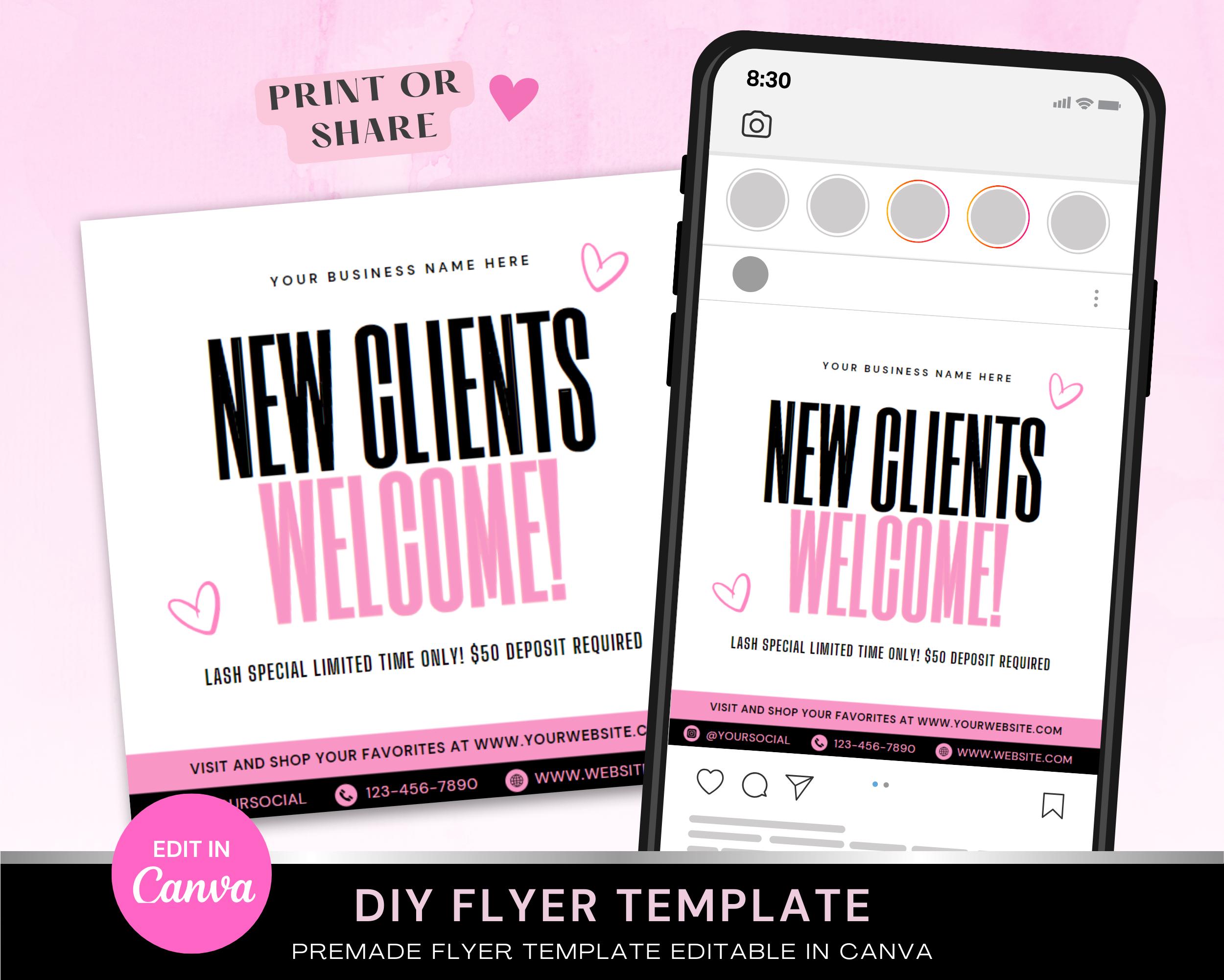 New Client Flyer, New Client Welcome Flyer, Hair Braids Lashes Wig ...