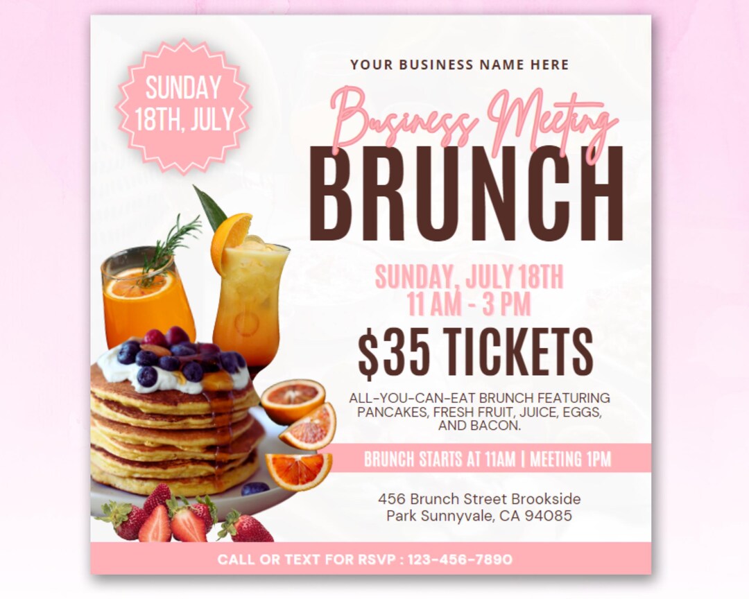 DIY Brunch Flyer, Brunch Flyer Template, Brunch Invitation Flyer ...