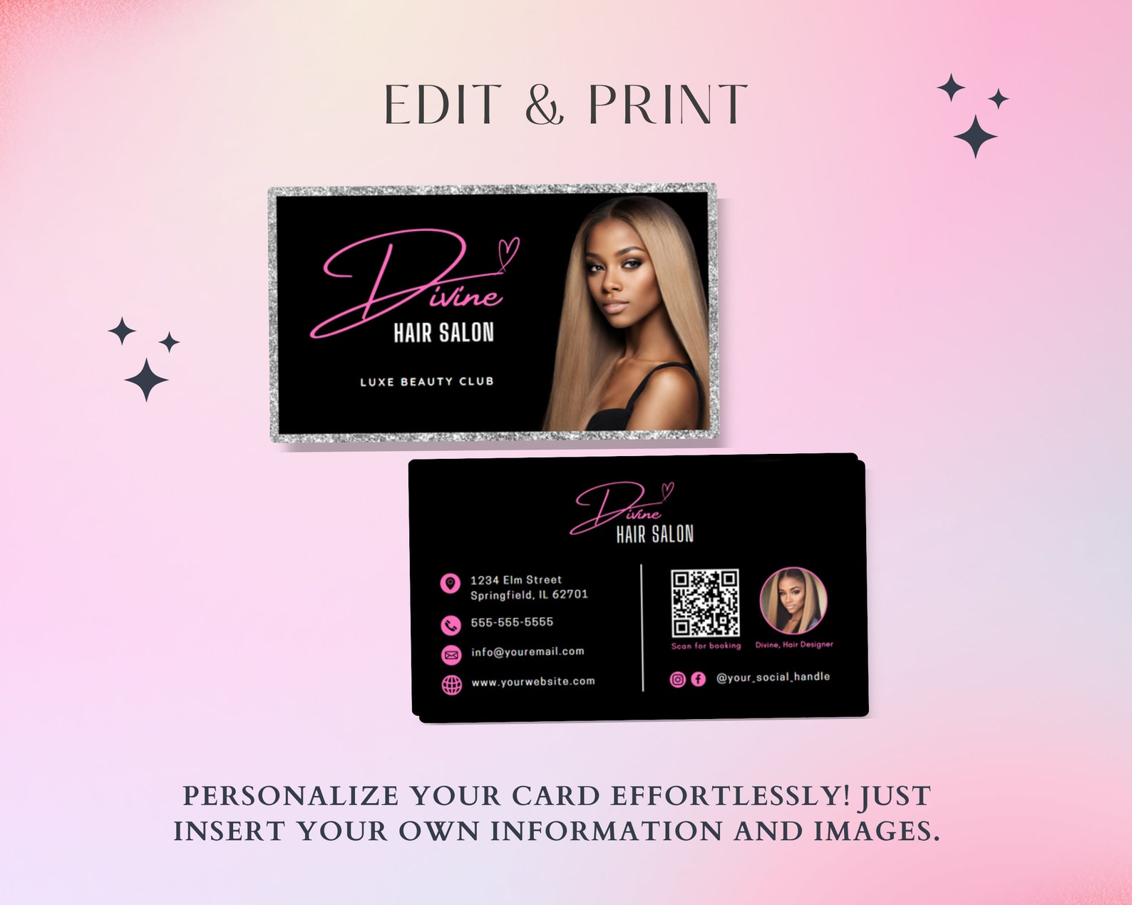Hair Braiding Business Card, DIY Marketing Cards Design, Braids Cards ...