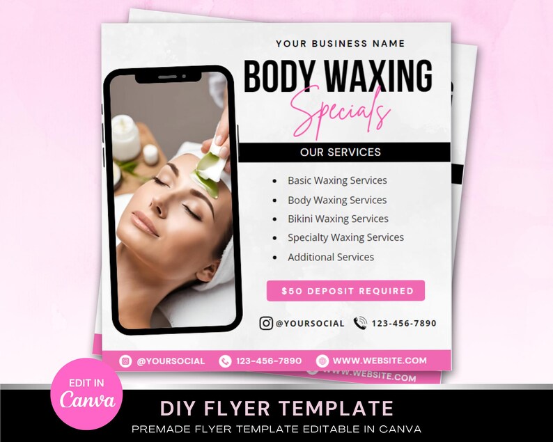 Body Waxing Flyer, DIY Flyer Template Design, Waxing Salon Special ...
