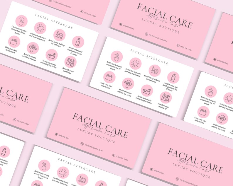 Editable Facial Aftercare Card Template, Facial Treatment Post Care ...