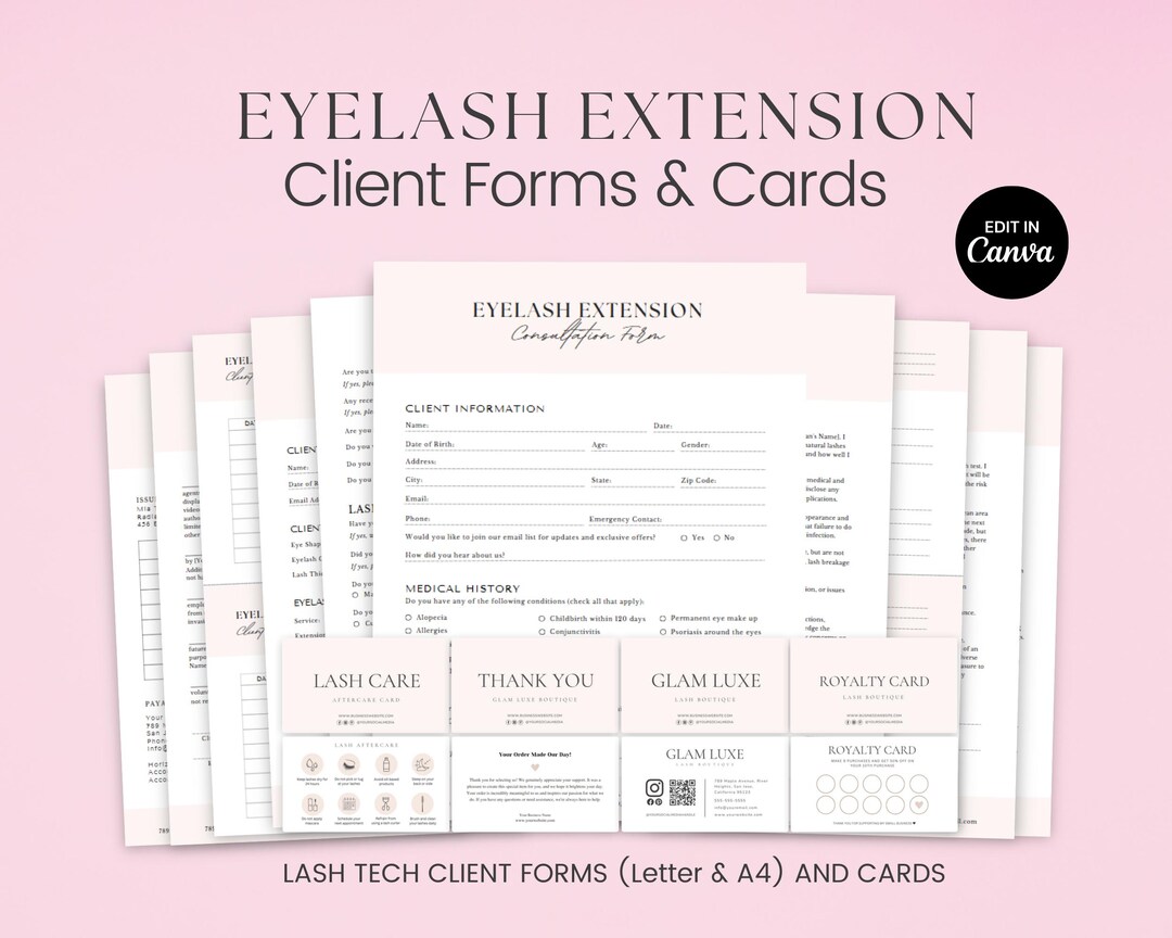 Lash Extension Form Bundle Eyelash Forms Bundle Lash Tech Forms Bundle ...
