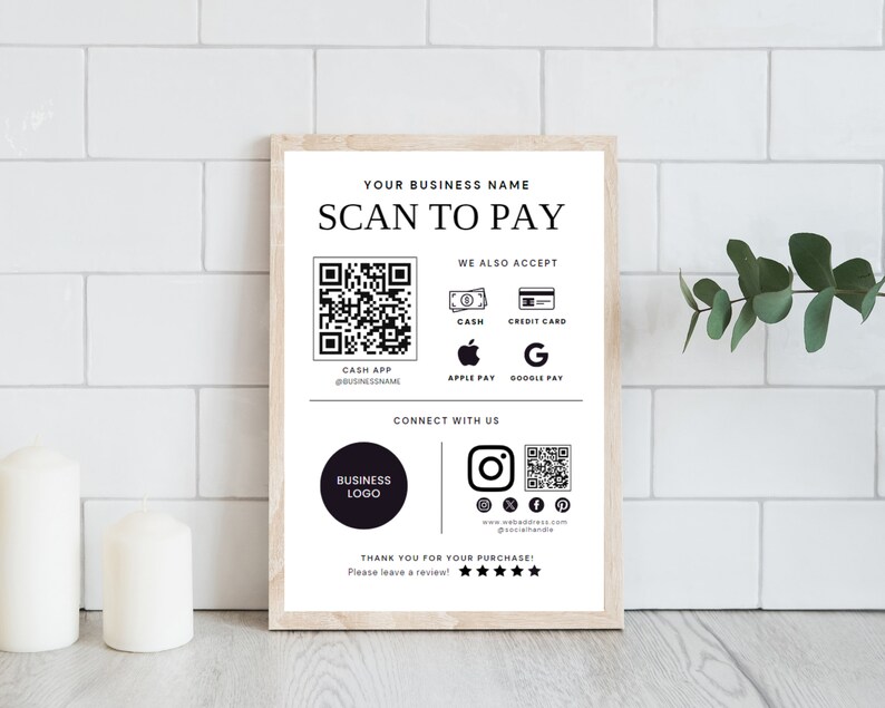 Scan to Pay Sign Template Editable QR Code Beauty Salon Payment, Canva ...