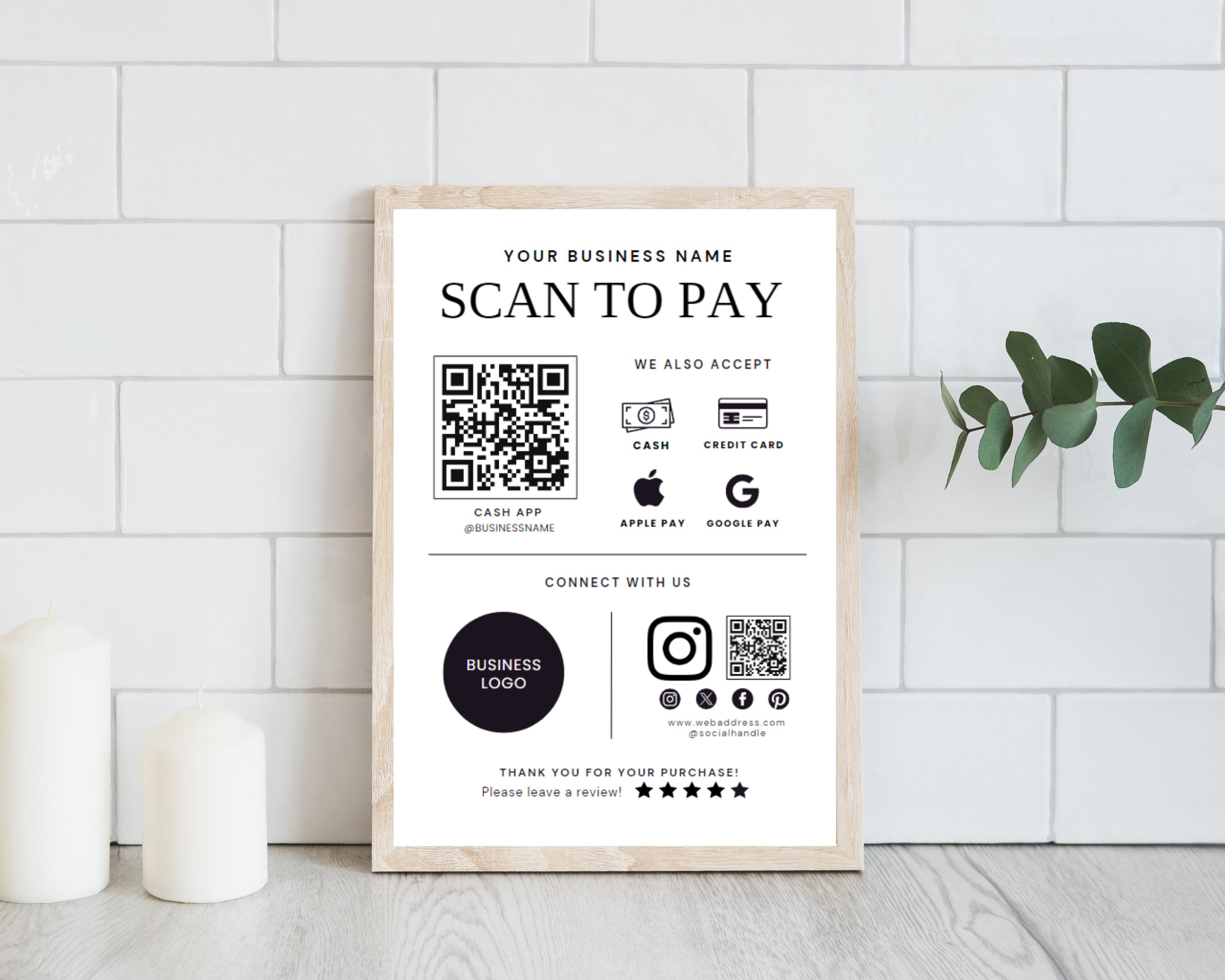 Scan to Pay Sign Template Editable QR Code Beauty Salon Payment, Canva ...