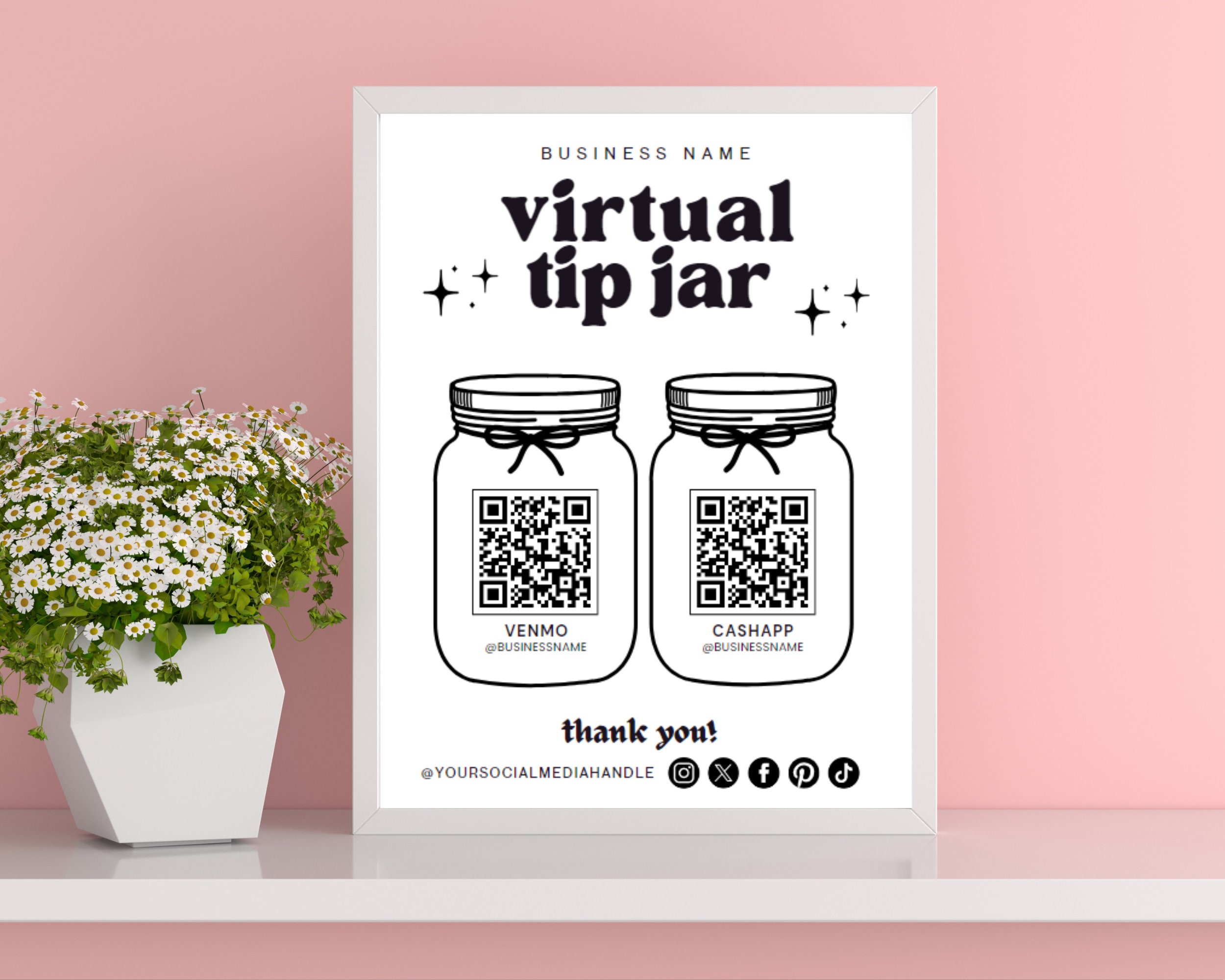 Editable Venmo Tip Jar QR Code Sign Template, Printable Tips Accepted Sign Canva Design, Instant ...