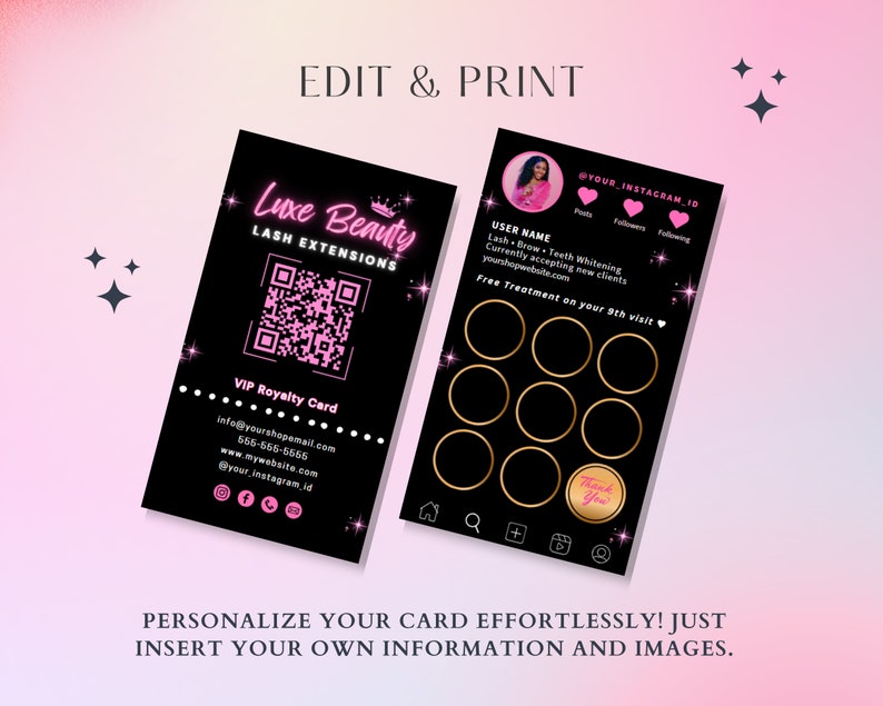 VIP Loyalty Cards, DIY Marketing Cards Template Design, Lash Loyalty ...