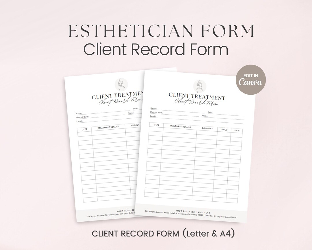 Client Record Form, Lash Tech Client Record Forms Template, Editable ...