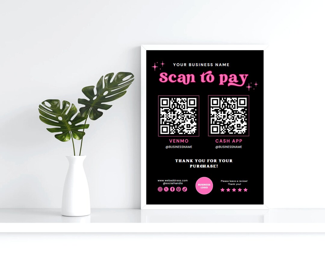 Scan to Pay Sign Template, Editable QR Code Beauty Salon Payment ...