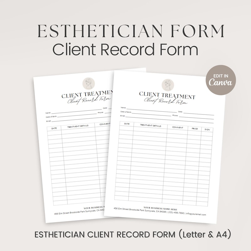 Beauty Client Record Sheet - Etsy UK