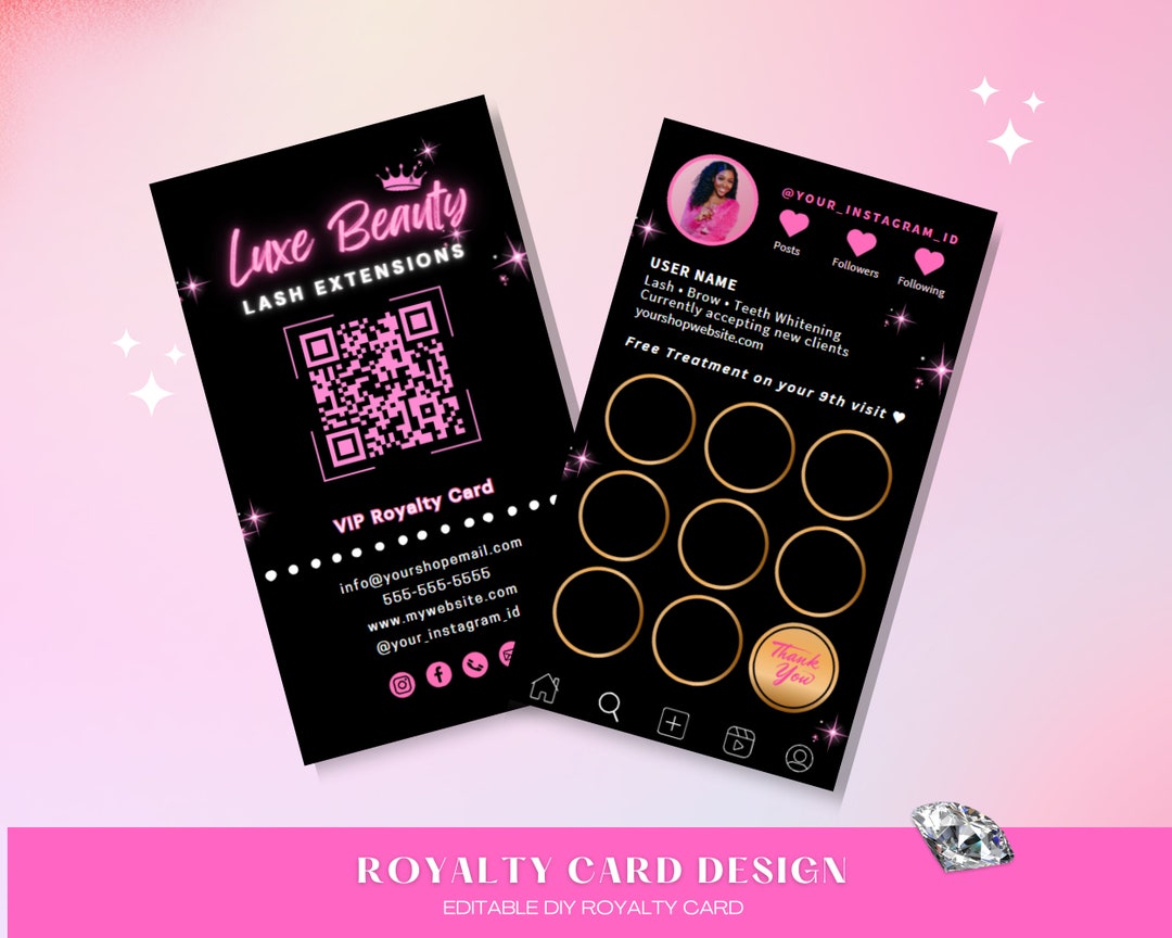 VIP Loyalty Cards, DIY Marketing Cards Template Design, Lash Loyalty ...