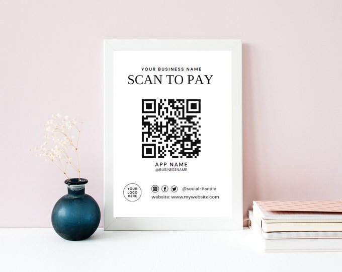 Custom Printable Virtual Tip Jar QR Code Sign Canva Template, Instant ...