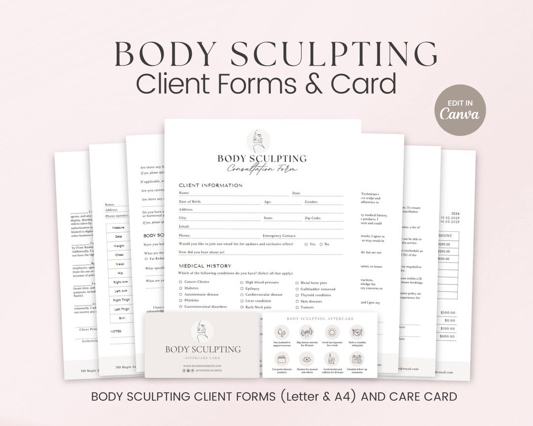 Esthetician Forms, Body Sculpting Forms, Body Med Spa Intake Forms ...