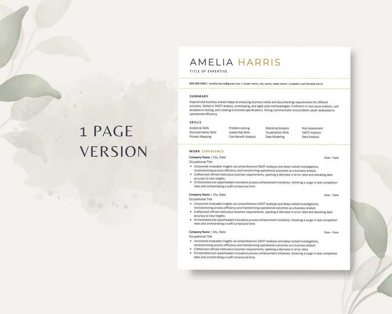 Resume Template Word Professional Resume Template Minimalist Executive ...