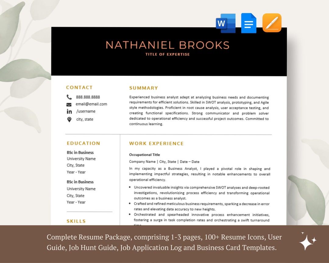 Best Resume Template Design for Word, Mac Pages, 1,2,3 Page Resume CV ...