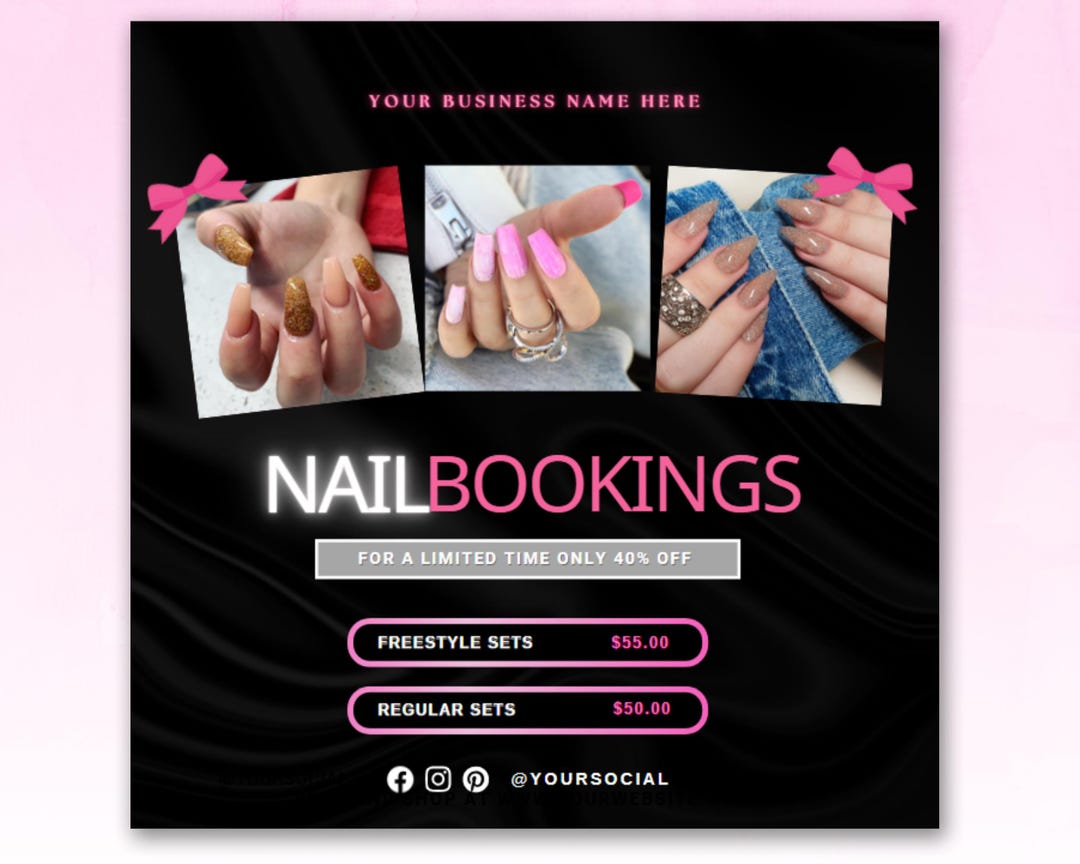 Nail Flyer, Nail Bookings Flyer, Nail Tech Flyer, Nail Books Open Flyer ...