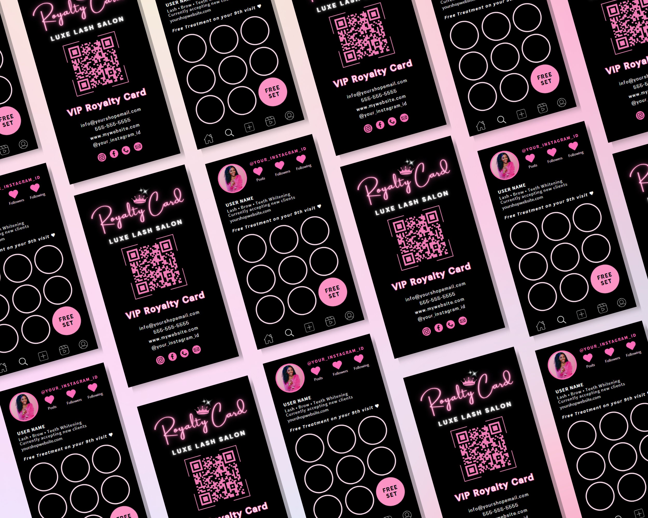 VIP Loyalty Cards, DIY Marketing Cards Template Design, Lash Loyalty ...