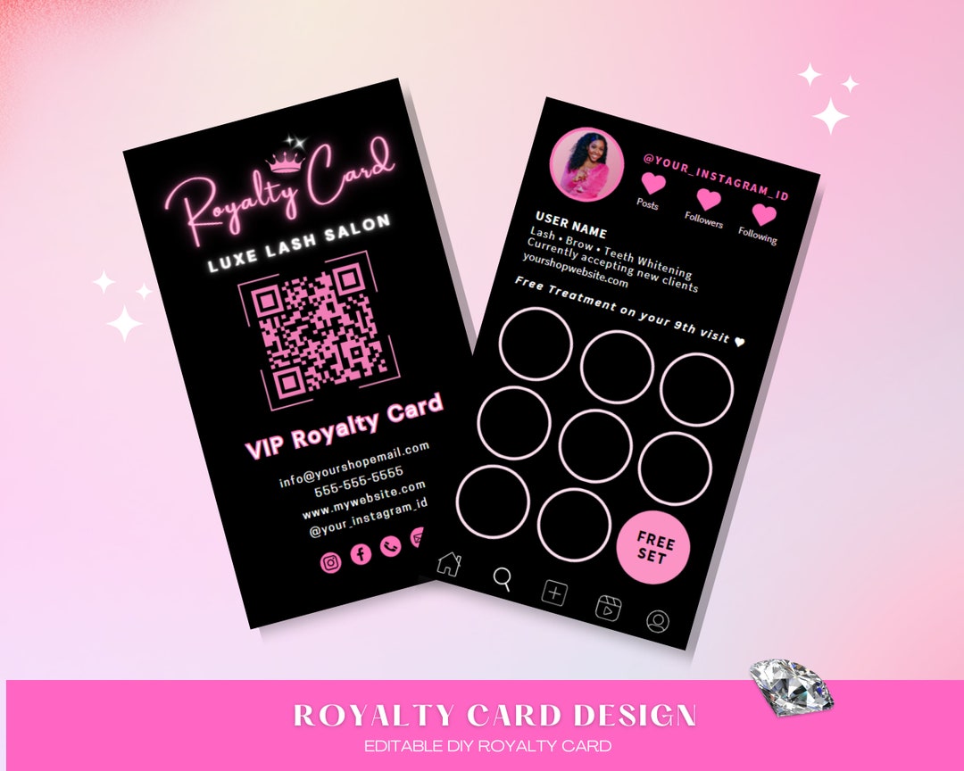 VIP Loyalty Cards, DIY Marketing Cards Template Design, Lash Loyalty ...