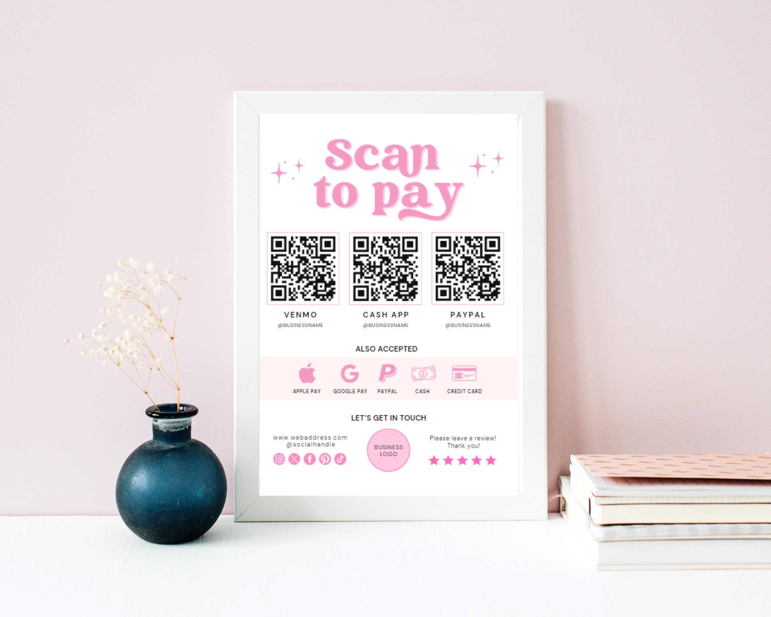 Editable Scan to Pay Sign QR Code Sign Template, Printable Payment Sign ...